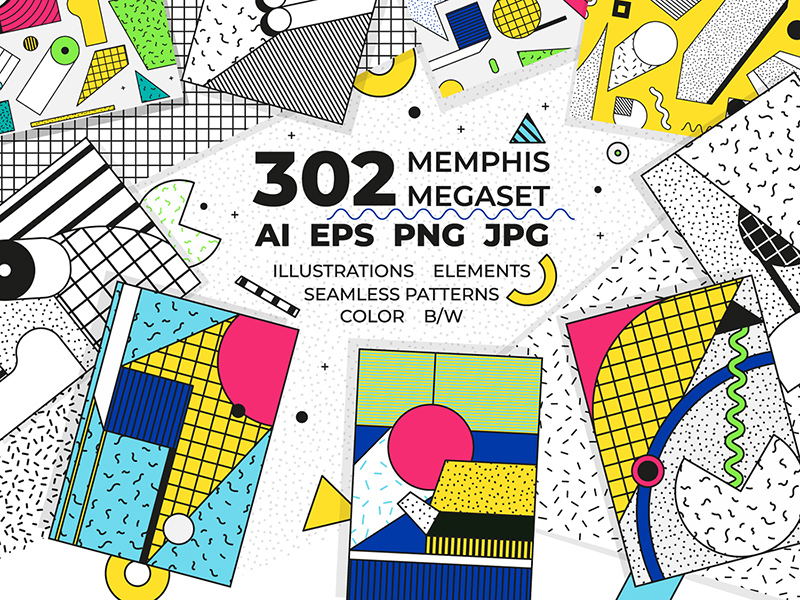 Six Illustrations & Element Patterns - PSD Freebie - Freebie Supply