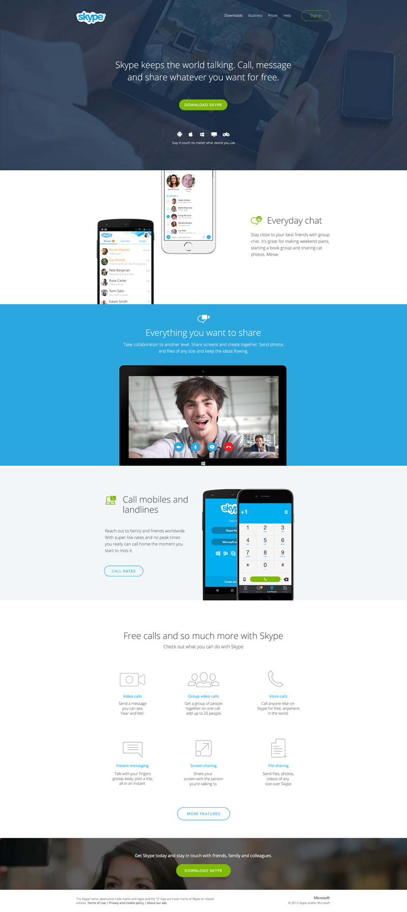 Skype Website Redesign PSD - Freebie Supply