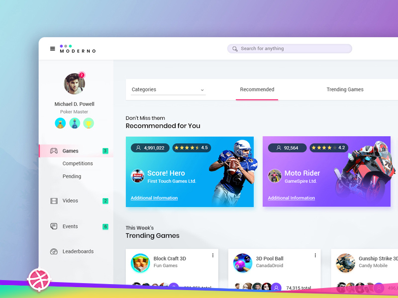 Sports Dashboard UI Design - Free PSD - Freebie Supply