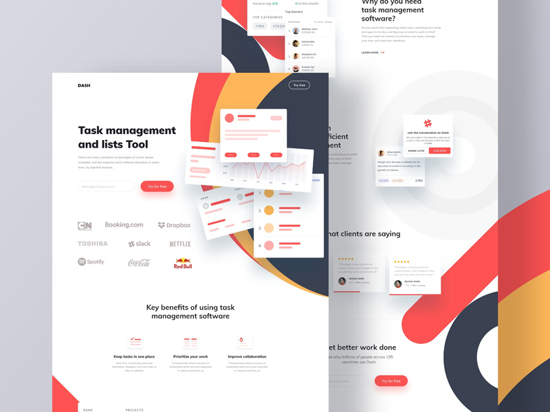 Task Management Web App Landing Page - Freebie Supply