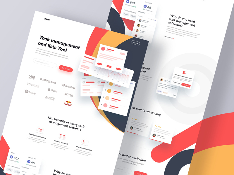 Task Management Web App Landing Page - Freebie Supply
