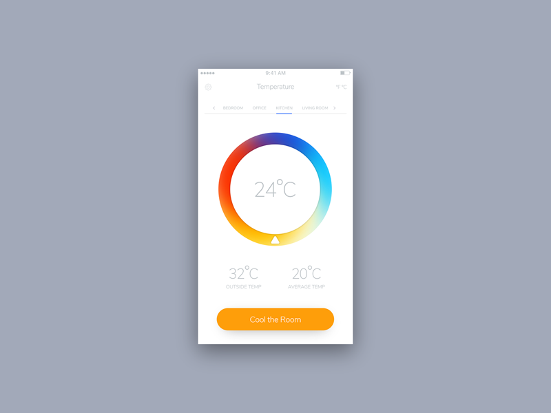 Temperature App UI Concept PSD - Freebie Supply