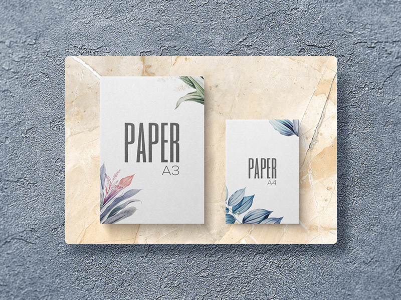 Textured A3 & A4 Paper Mockups - Freebie Supply