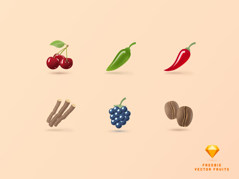 Vector Fruits and Vegetables Icons - Freebie Supply