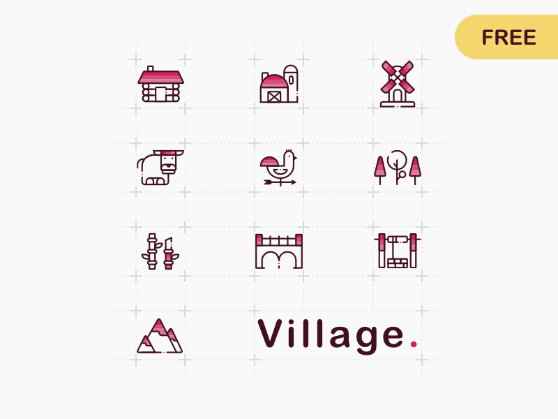 Village Icons Set made in Sketch - Freebie Supply