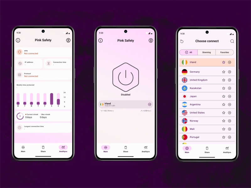 VPN App UI (Material Design 3) - Freebie Supply