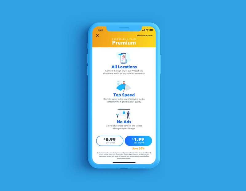 VPN Service Paywall Screen - Freebie Supply