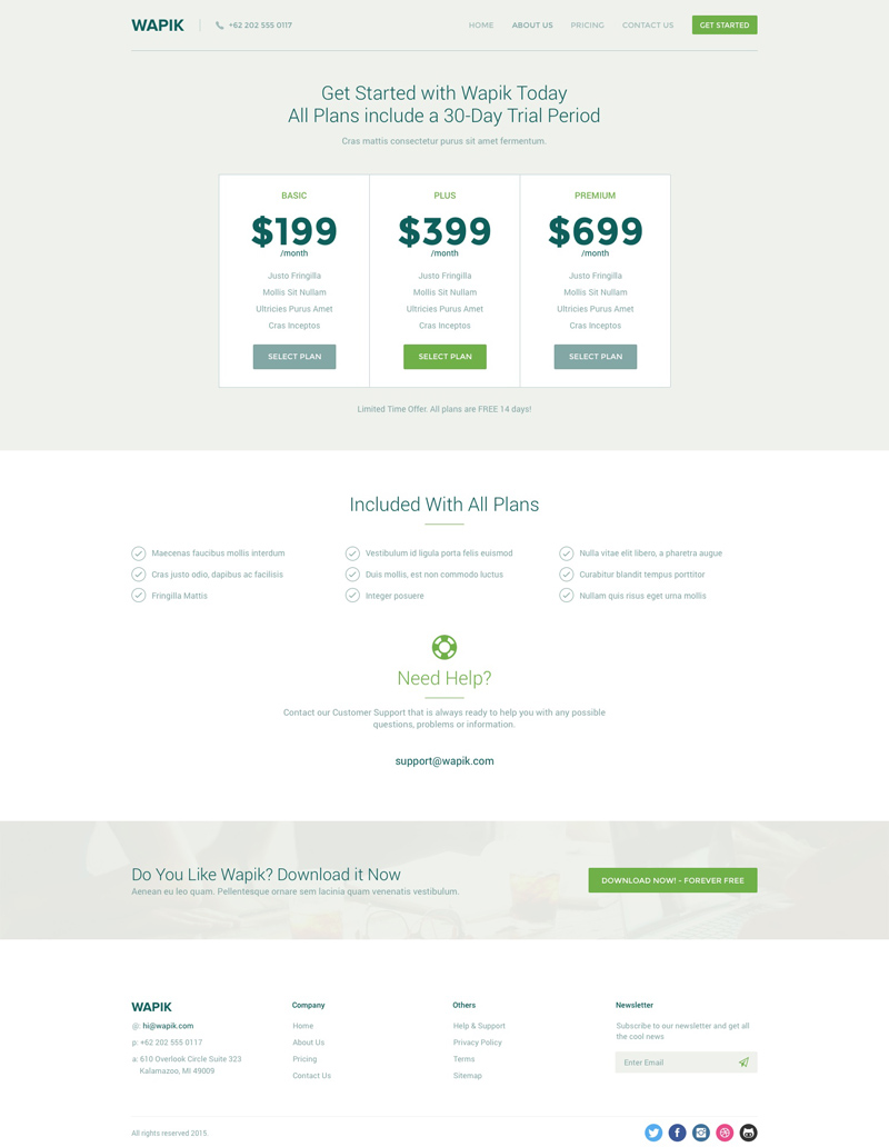 Wapik Website Template made in Sketch - Freebie Supply