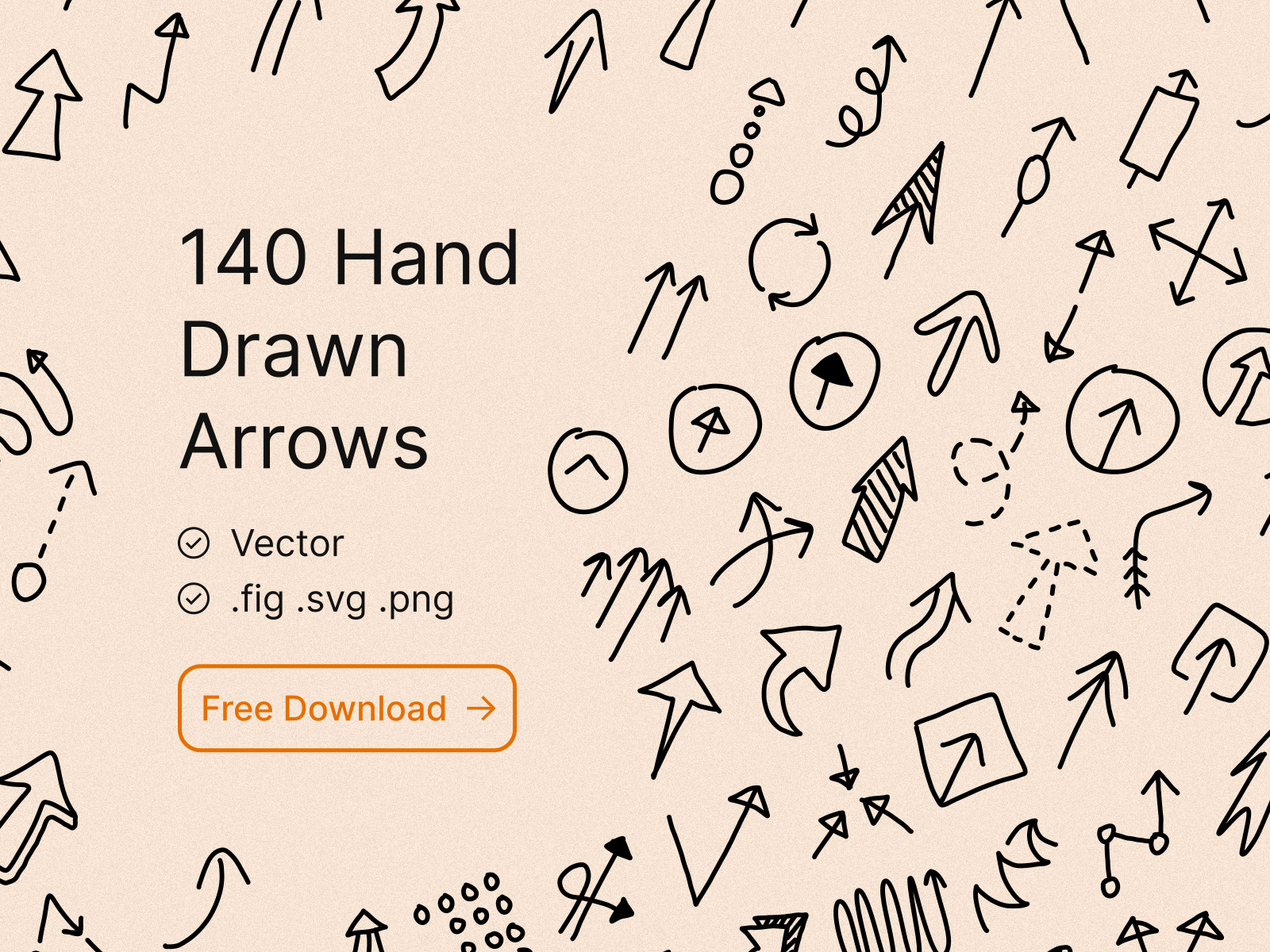 140 Hand-Drawn Arrows - Freebie Supply