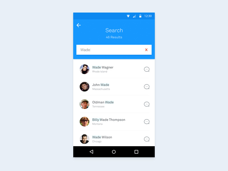 Android App Search screen - Free PSD - Freebie Supply