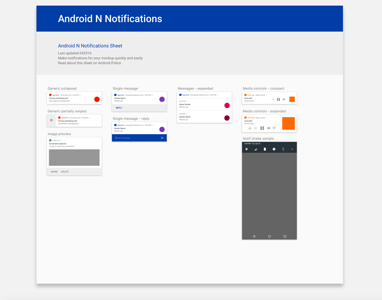 Android N Notifications for Sketch - Freebie Supply