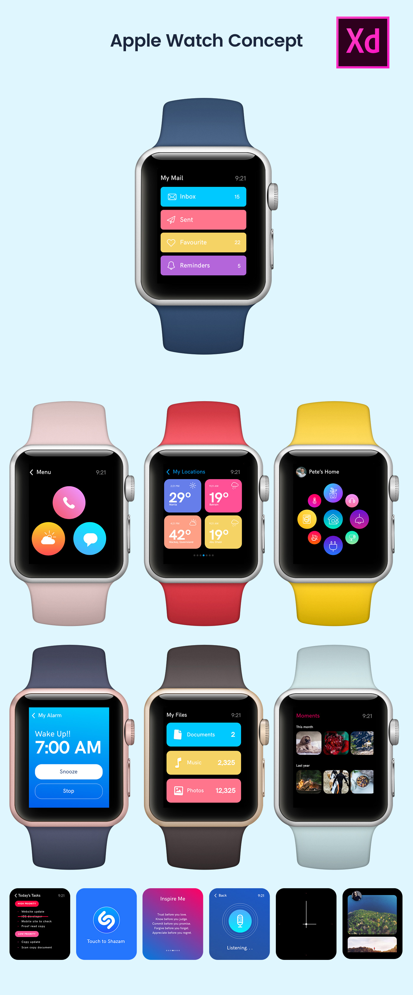 Apple Watch Design Concepts for Adobe XD - Freebie Supply