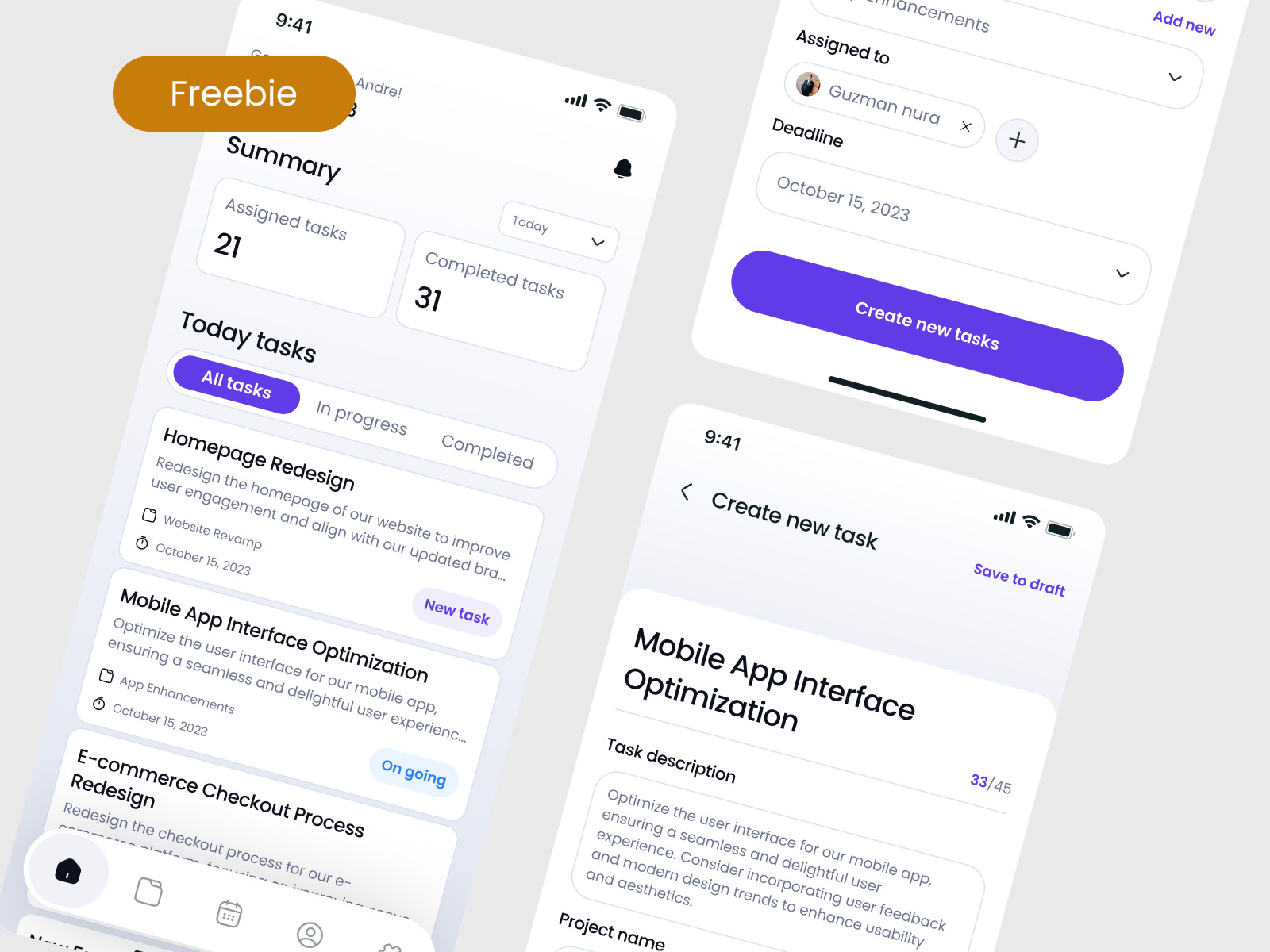 Task Management App UI (Bertugas) - Freebie Supply