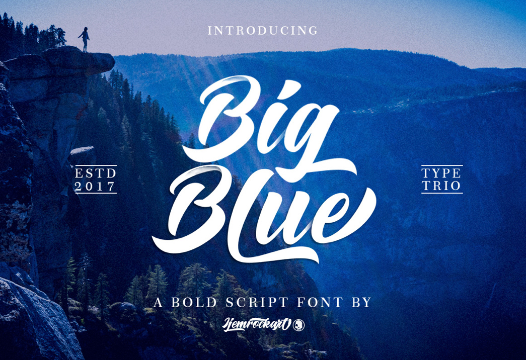 Big Blue Font Script Typeface - Freebie Supply