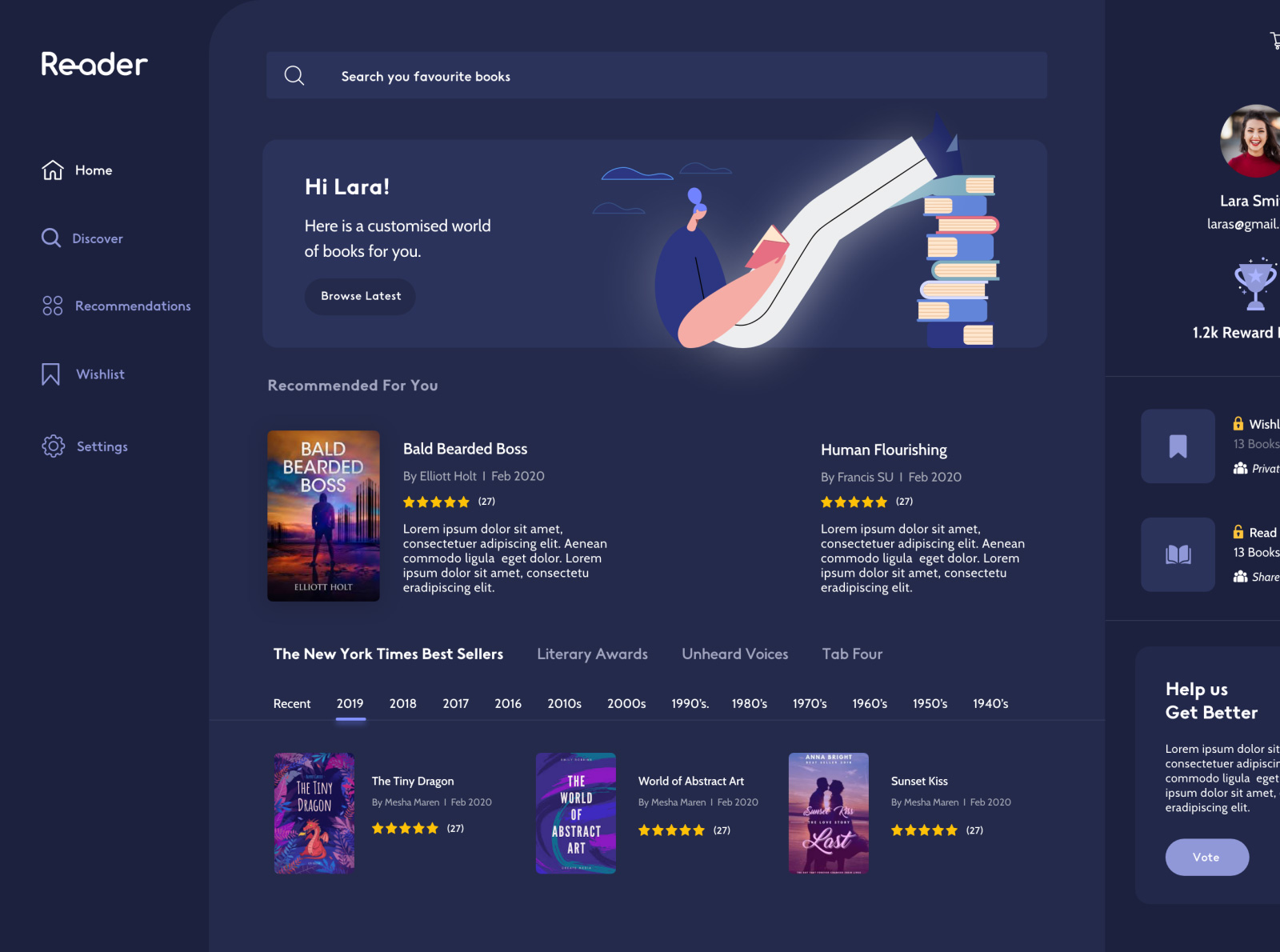 Books Dashboard UI Interaction - Freebie Supply