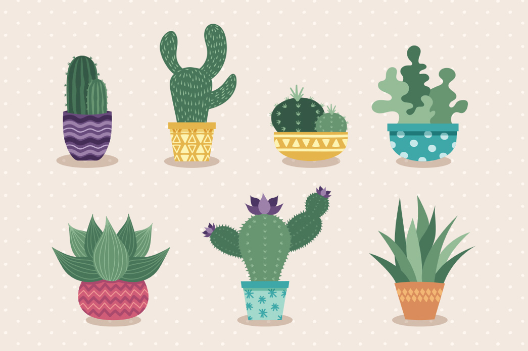 Cactus Vector Pattern Set - Freebie Supply