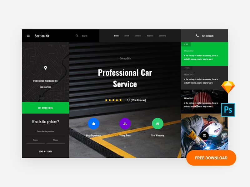Car Service Website Template - Freebie Supply