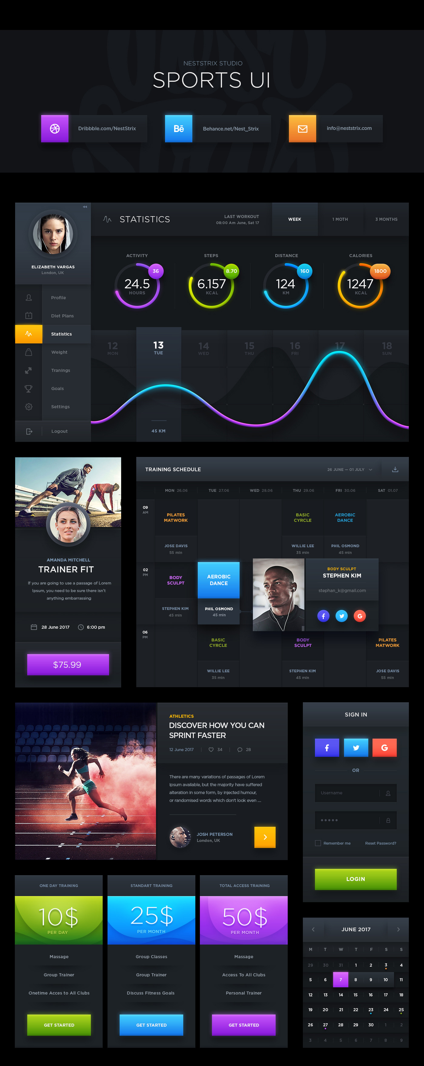 Dark Sports UI - Free Resource - Freebie Supply