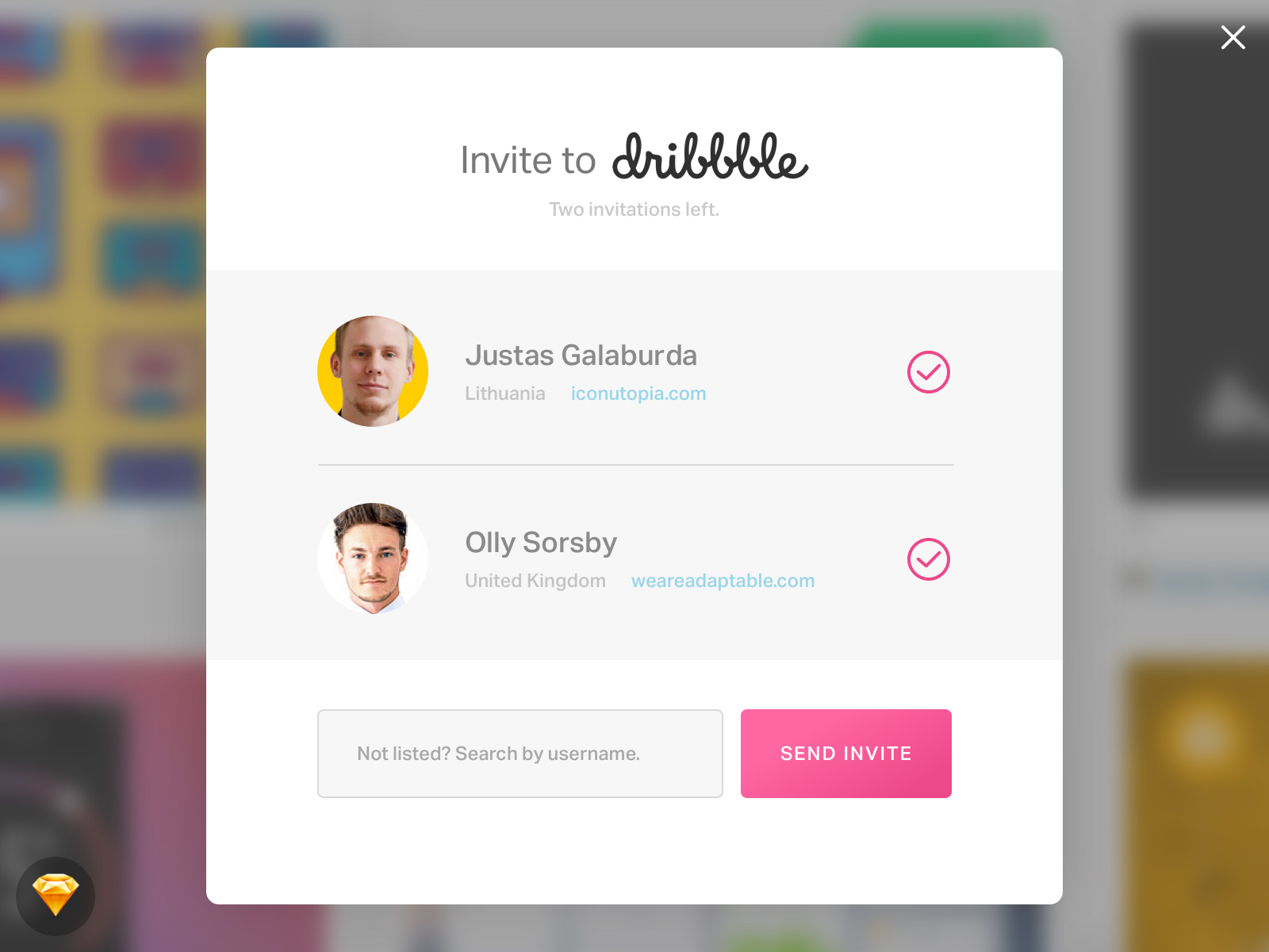 Dribbble Invitation Modal - Sketch Resource - Freebie Supply