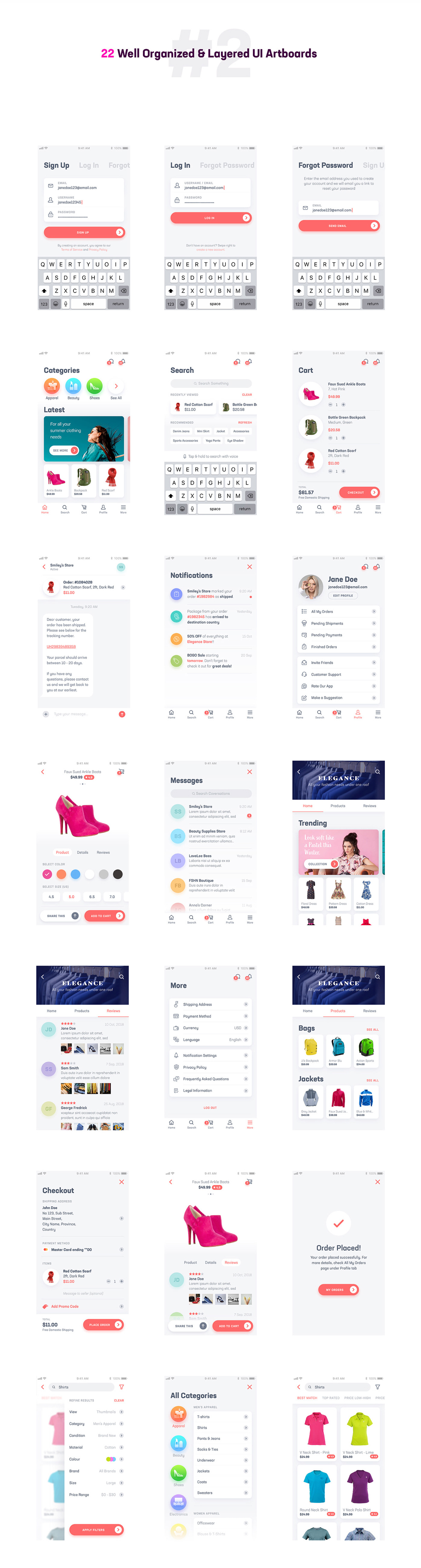 E-Comm Free UI Kit For Adobe XD - Freebie Supply
