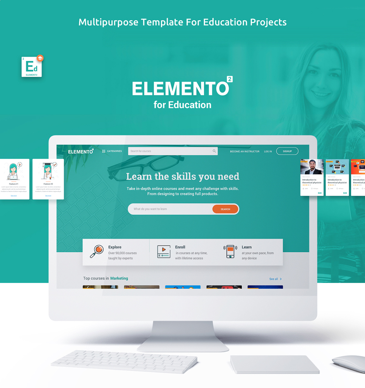 Education Website Template Sample - Elemento - Freebie Supply
