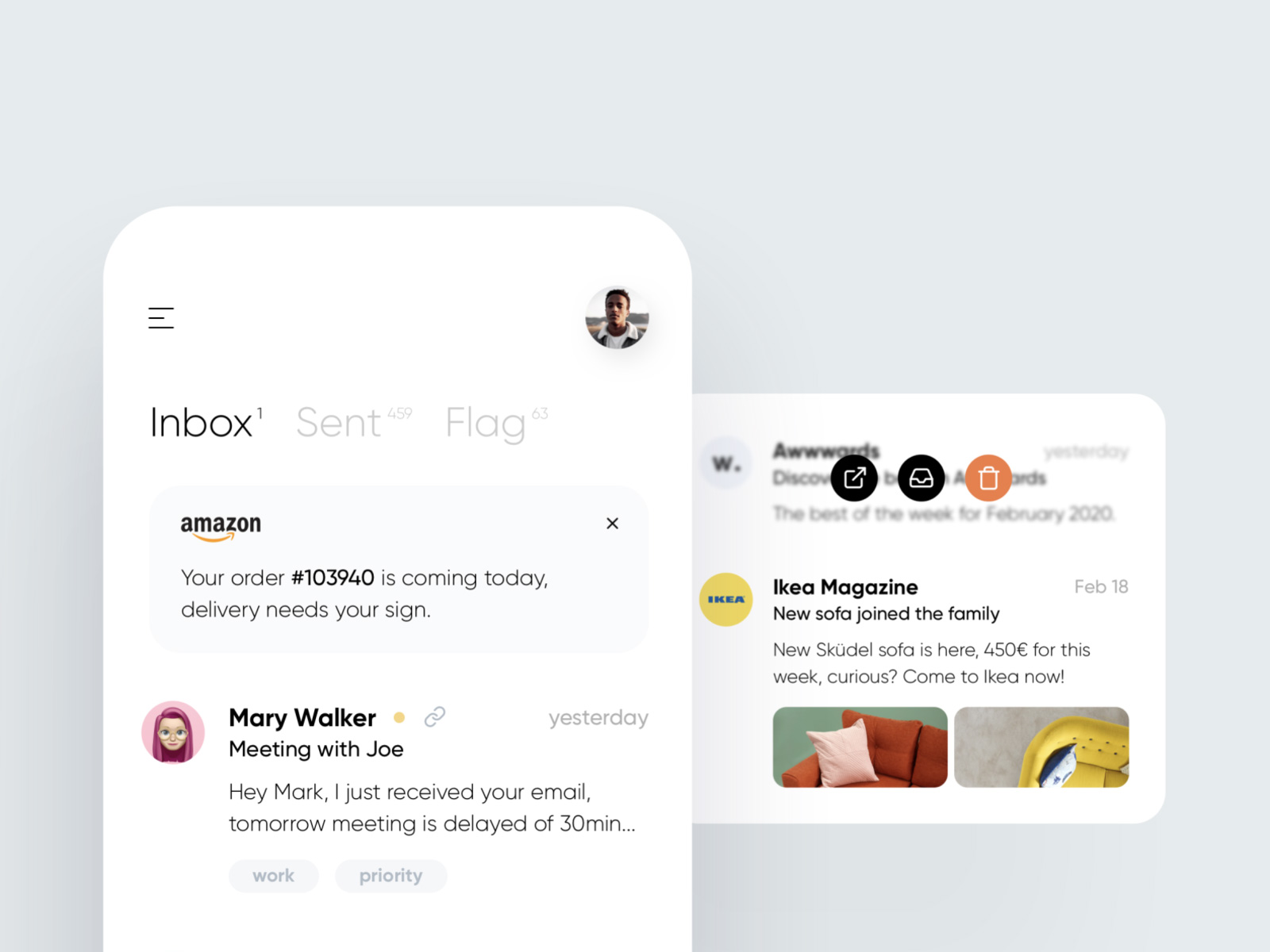 Email App UI Concept - Freebie Supply