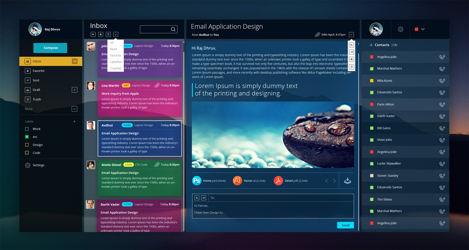 Email Dashboard UI Design - Free PSD - Freebie Supply