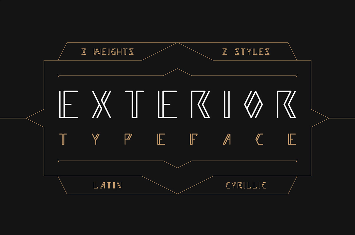 Exterior Outline Geometric Font - Freebie Supply