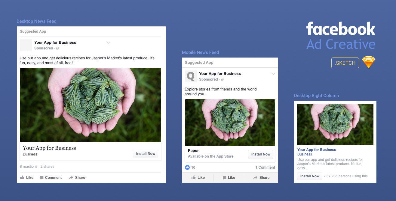 Facebook Ad Creative Template made in Sketch - Freebie Supply