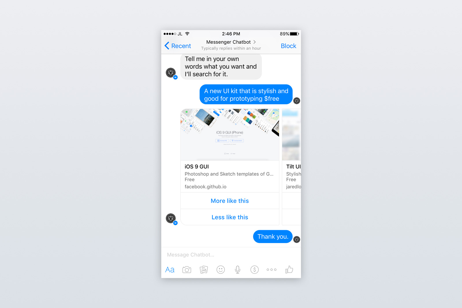 Facebook Messenger UI Kit for Chatbots - Sketch Freebie - Freebie Supply