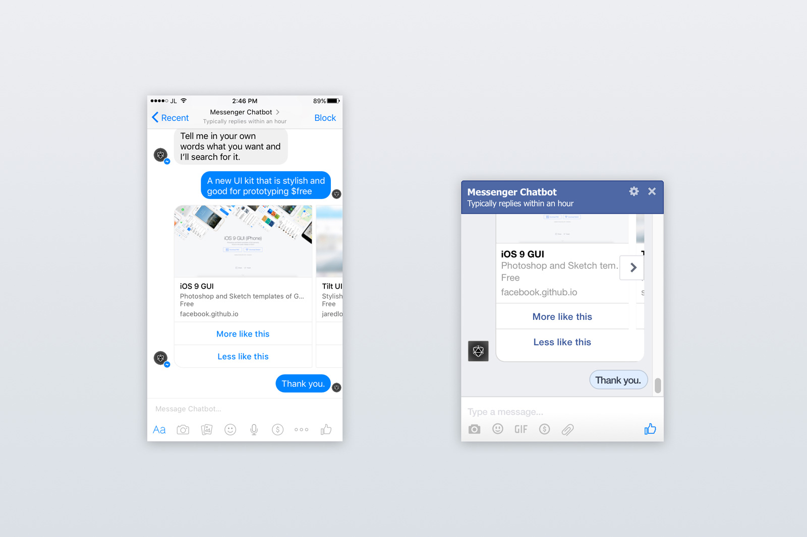 Facebook Messenger UI Kit for Chatbots - Sketch Freebie - Freebie Supply