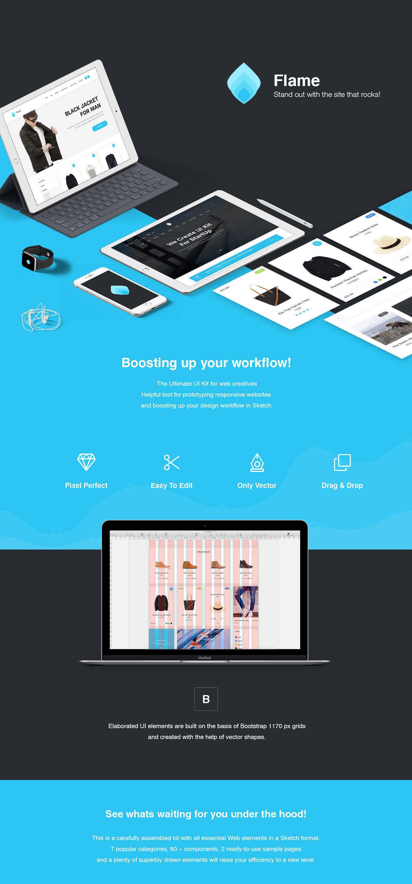 Flame UI Kit for Sketch App - Freebie Supply