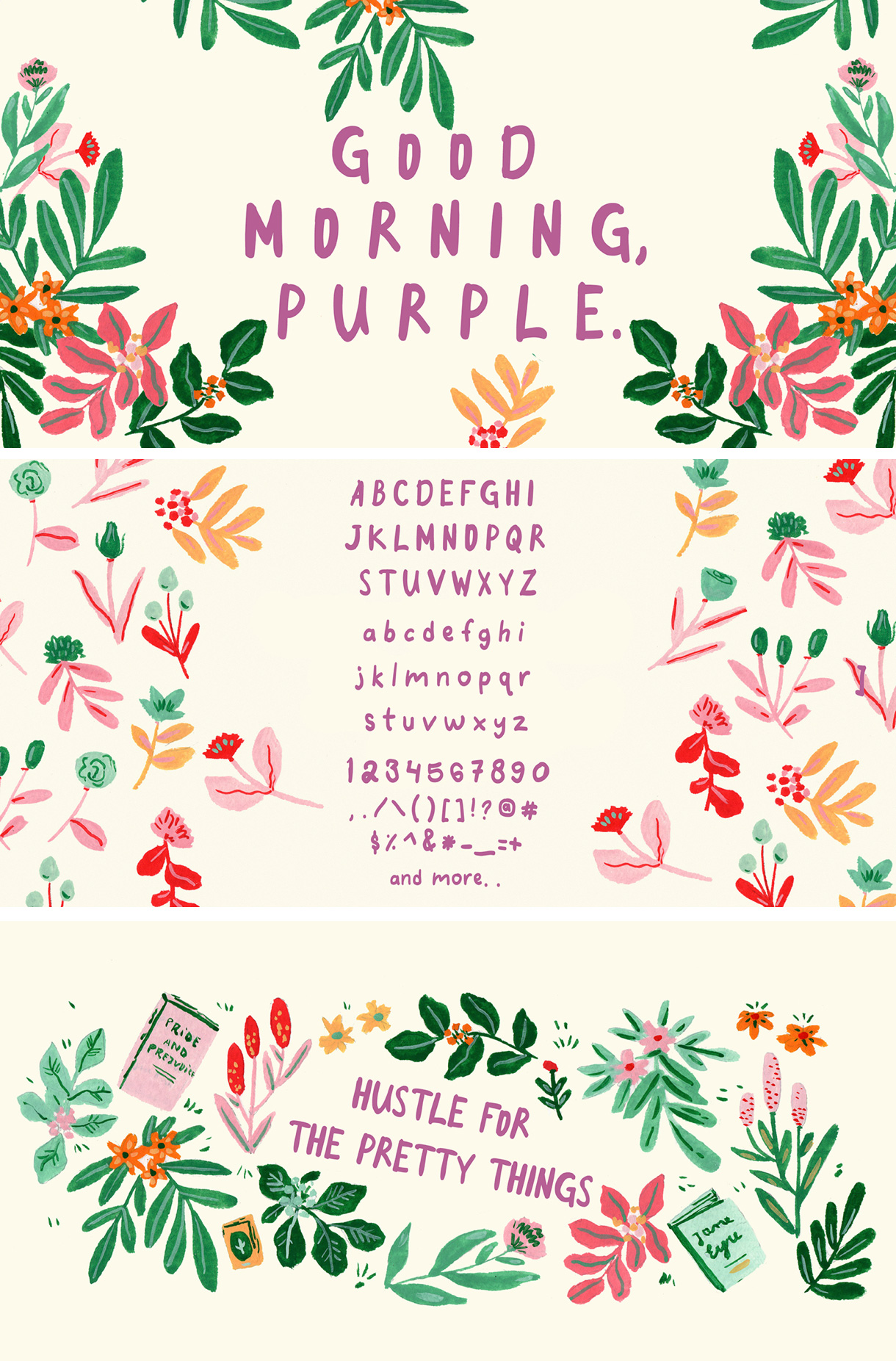 Good Morning Purple Font - Freebie Supply