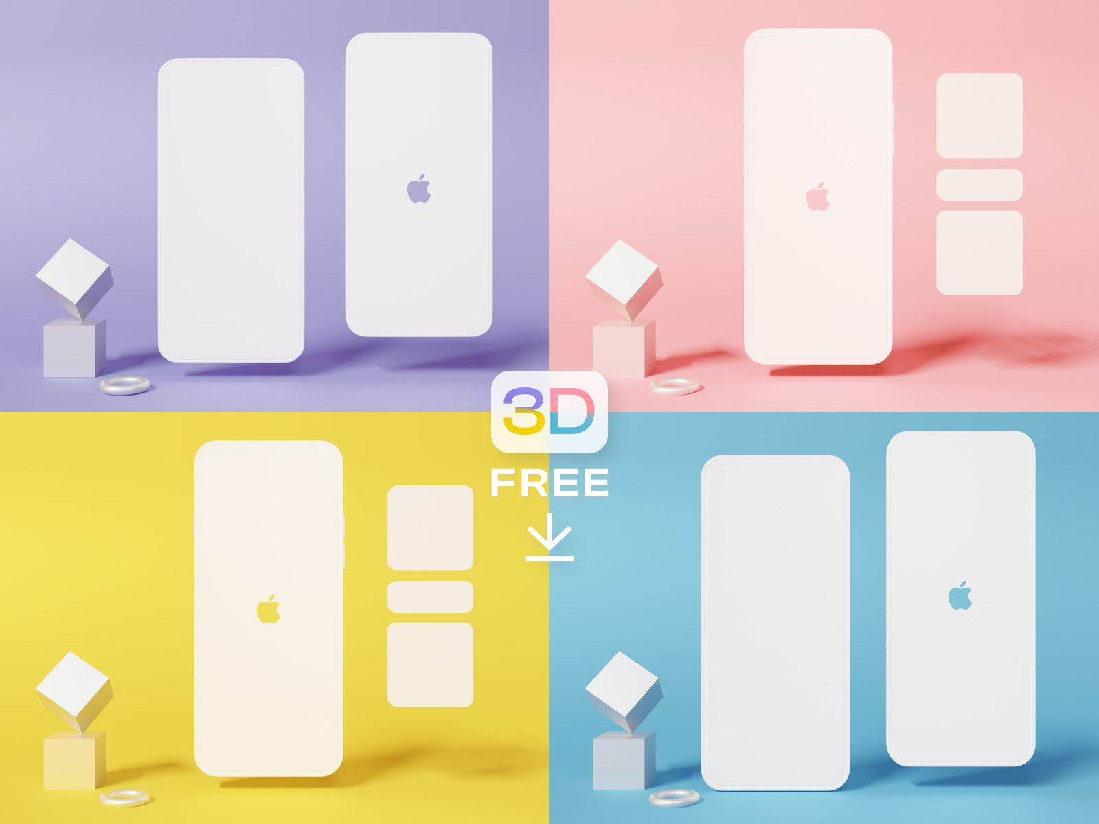 3D Minimal iPhone Mockups - Freebie Supply