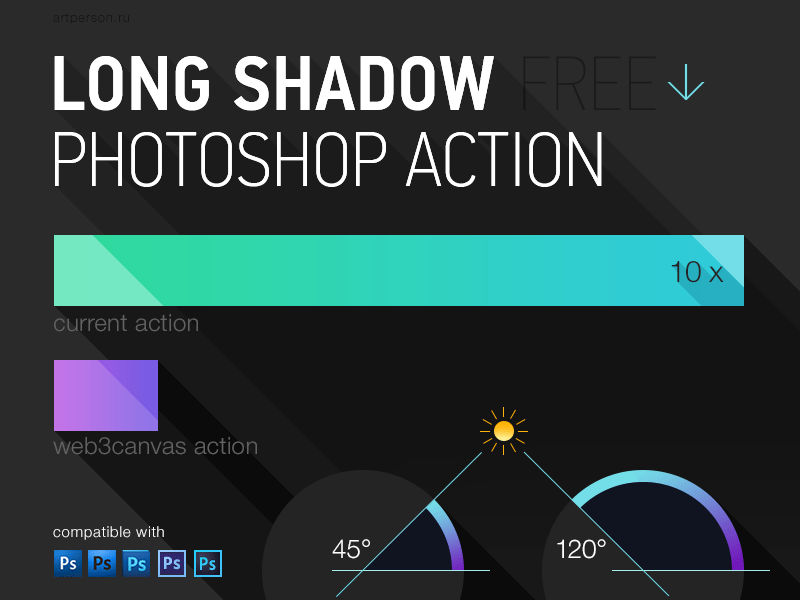 Free Long Shadow Photoshop Action - Freebie Supply