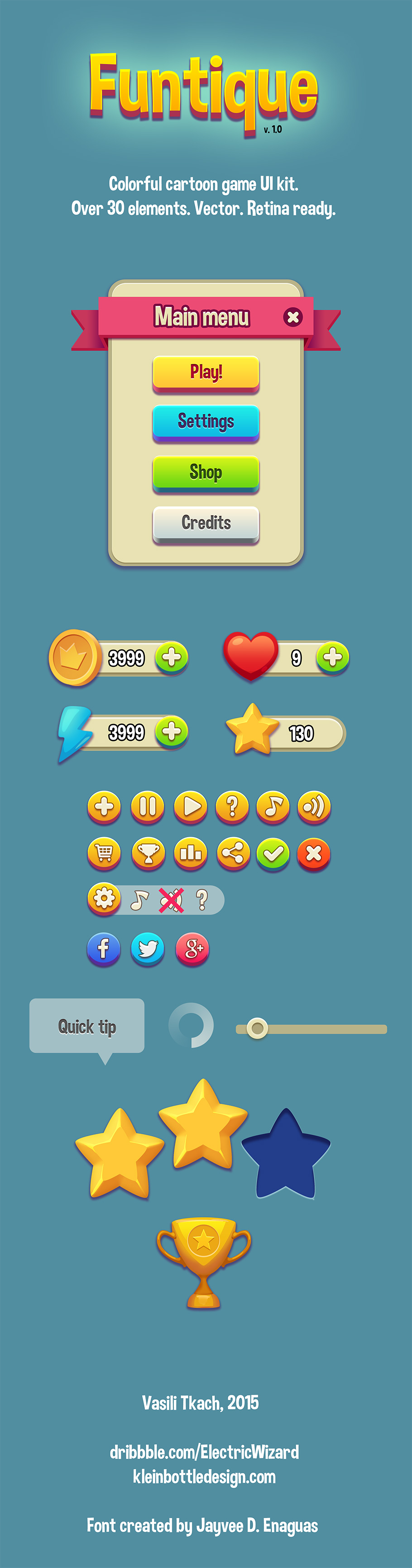 Funtique Game UI Kit - PSD Freebie - Freebie Supply