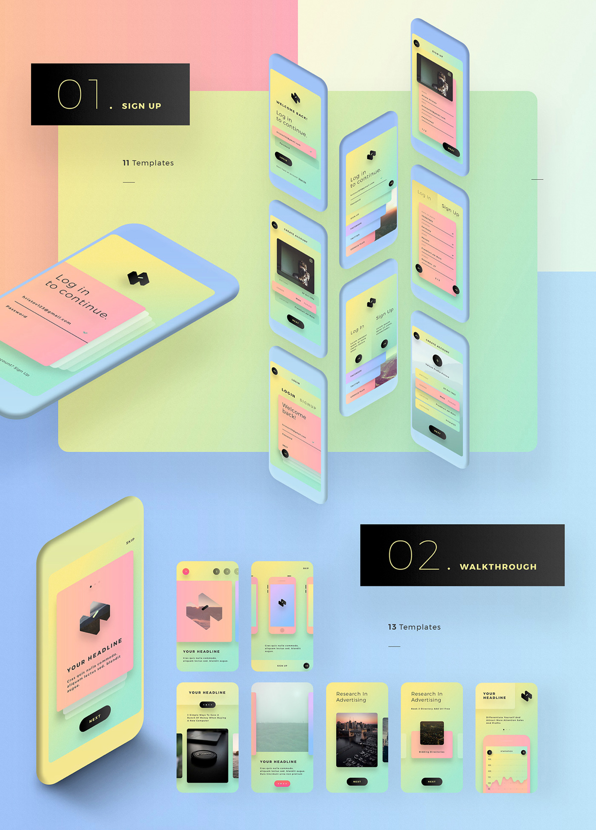 H1 - Mobile UI Kit For Sketch & Photoshop - Freebie Supply