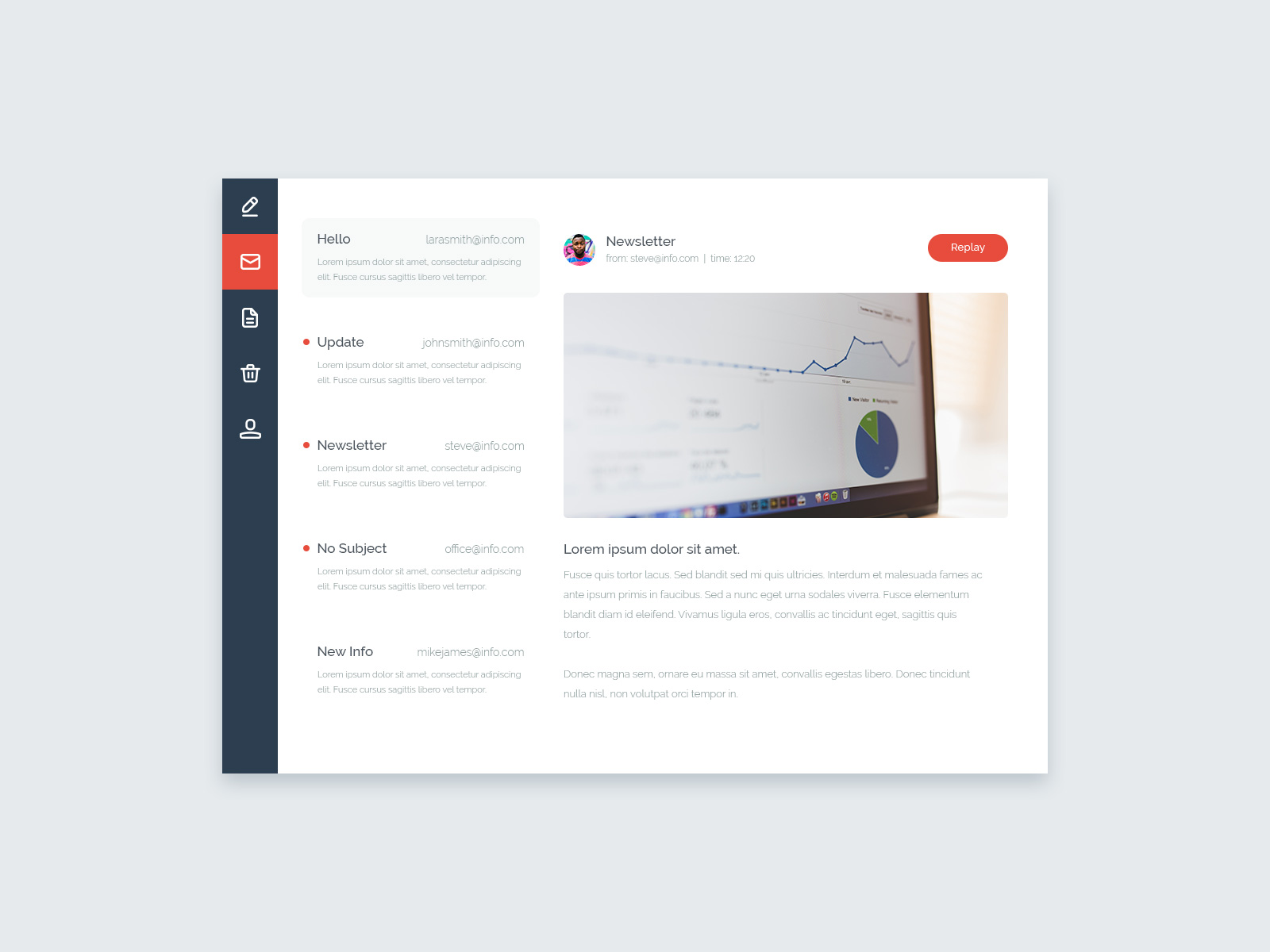 Inbox UI Design - Free PSD - Freebie Supply