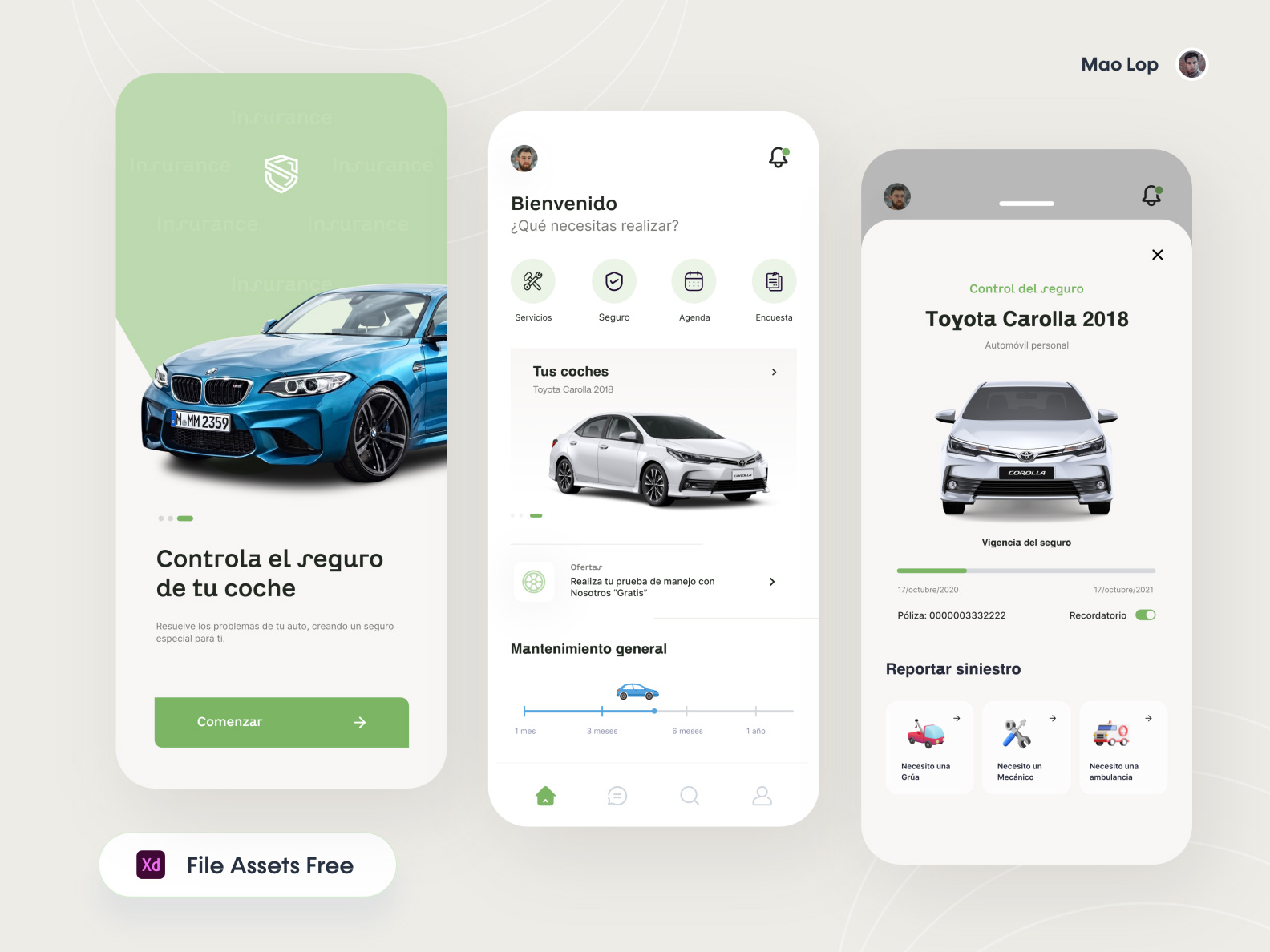 Car Insurance App UI - Freebie Supply
