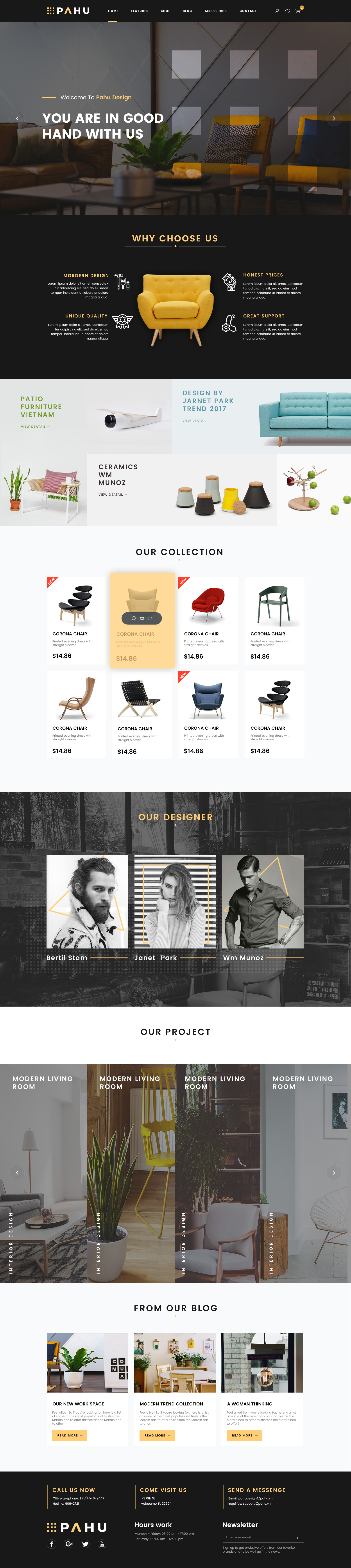 Interior Design Website Template - PSD Freebie - Freebie Supply