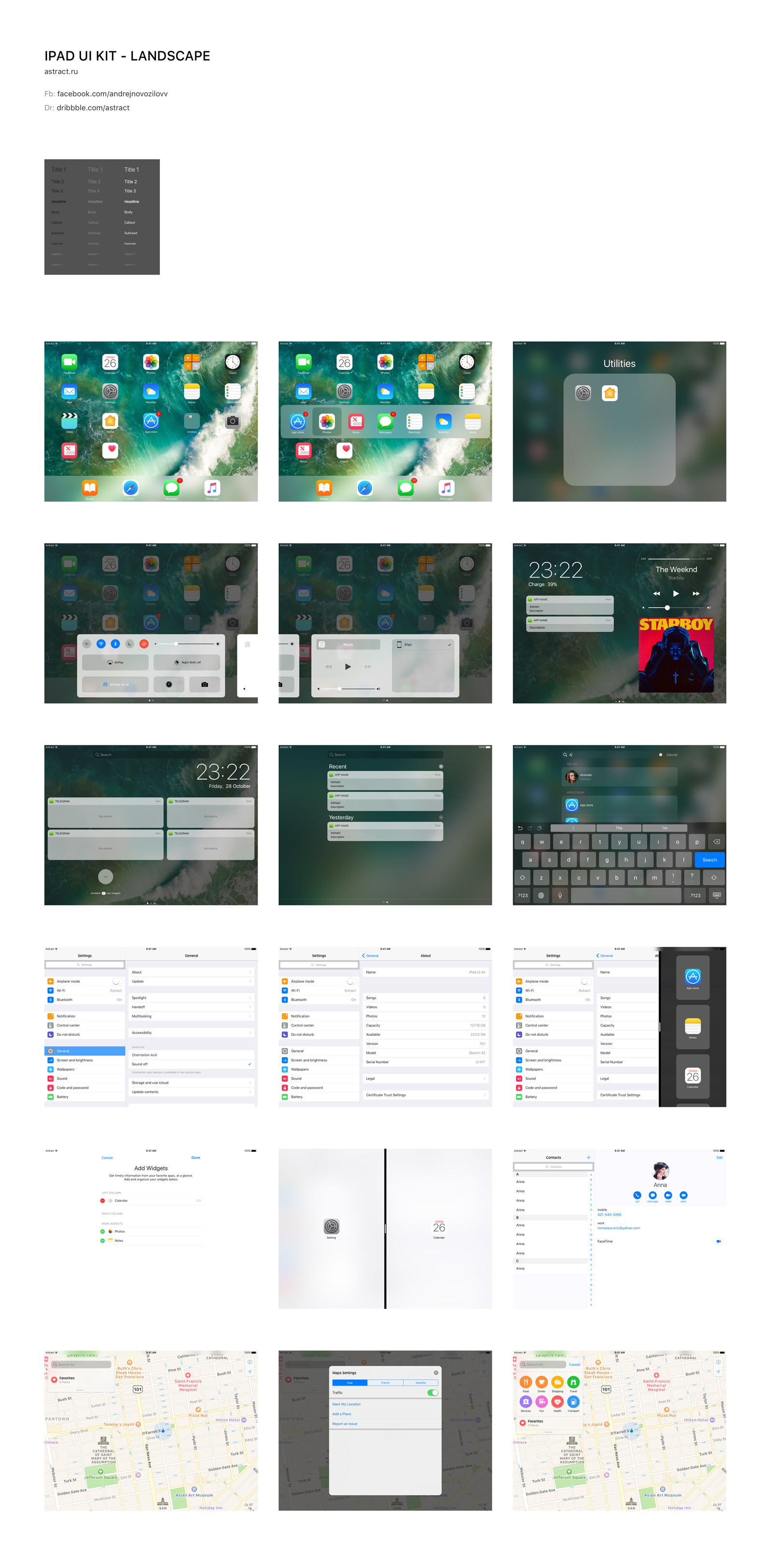 iOS 10 - iPad Pro 9.7 Sketch UI Kit - Freebie Supply