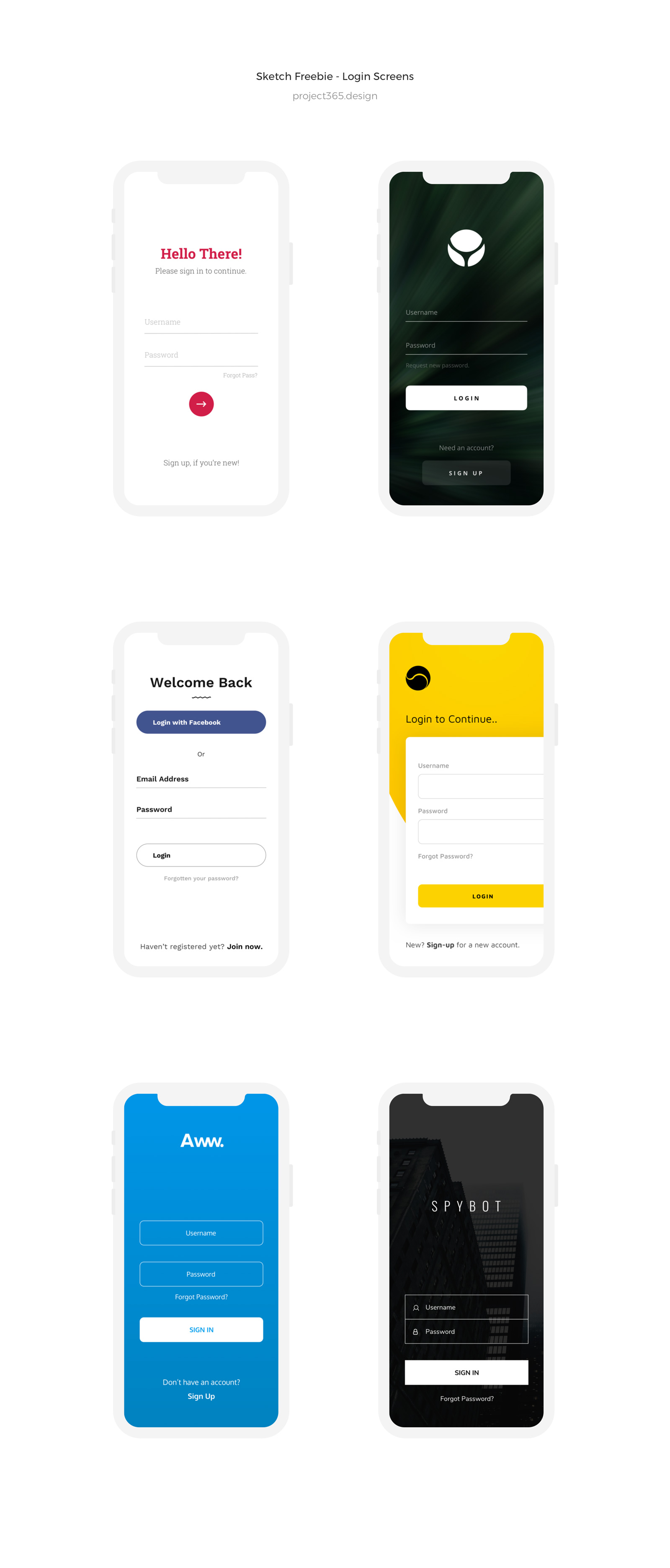 iOS Login Screens Pack by Kishore - Freebie Supply