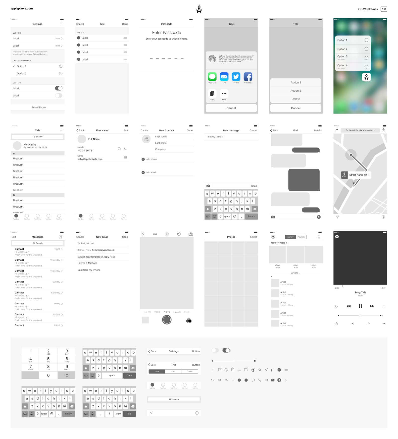 iOS Wireframe Template - Free PSD - Freebie Supply