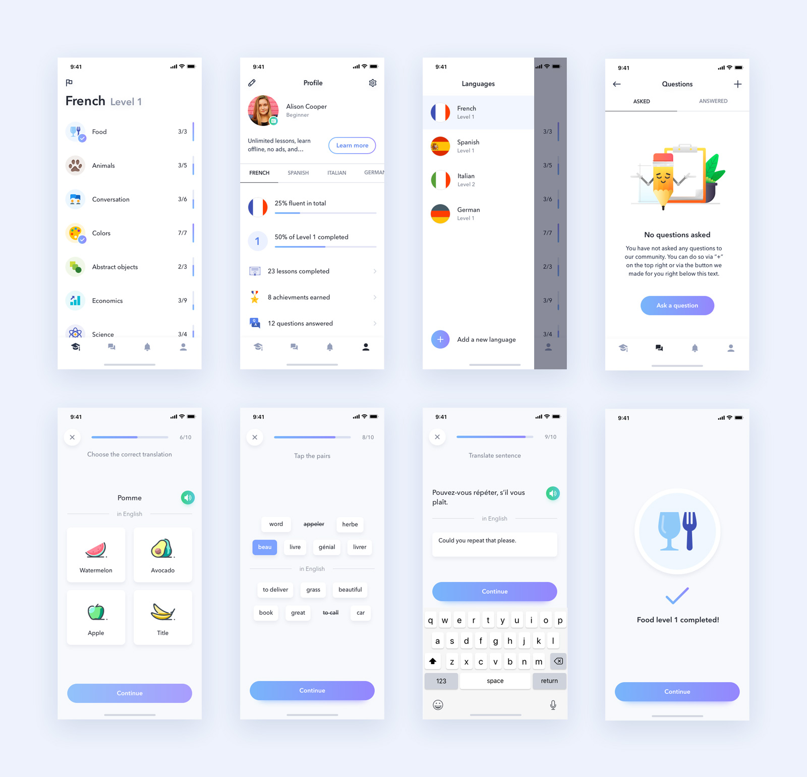 Language Learning App Concept for Sketch - Freebie Supply