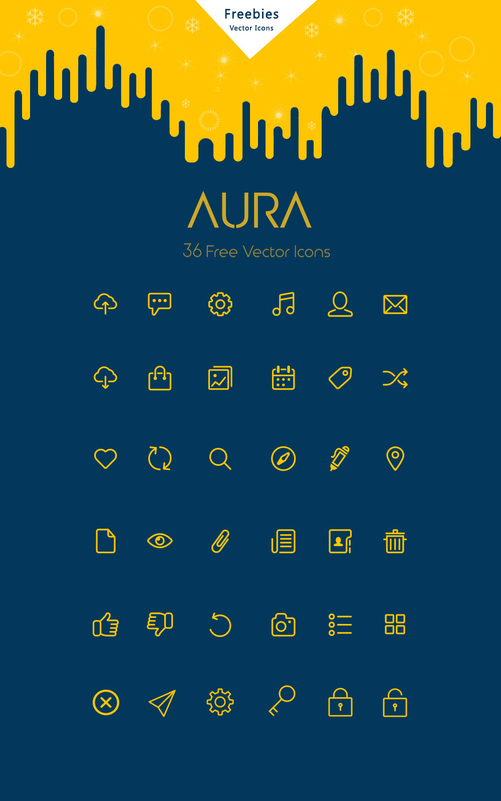 Aura - 36 Line Icons - Freebie Supply