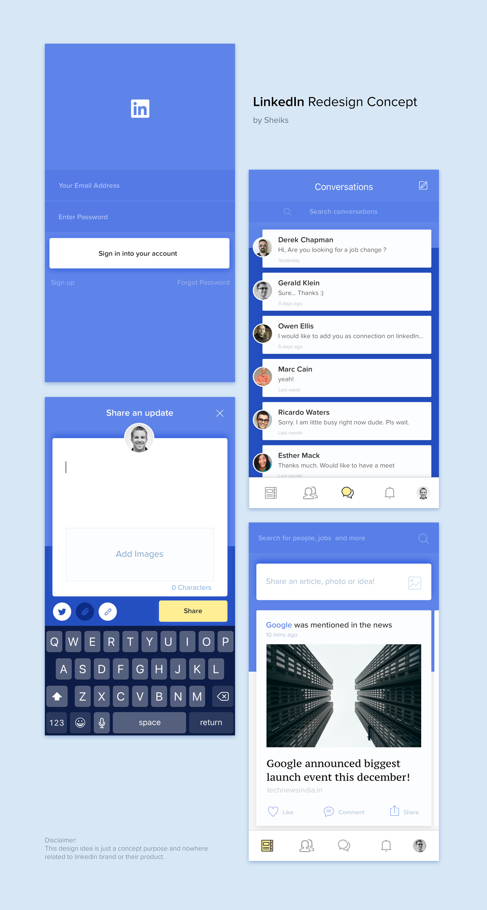 LinkedIn Redesign UI Concept for Sketch - Freebie Supply
