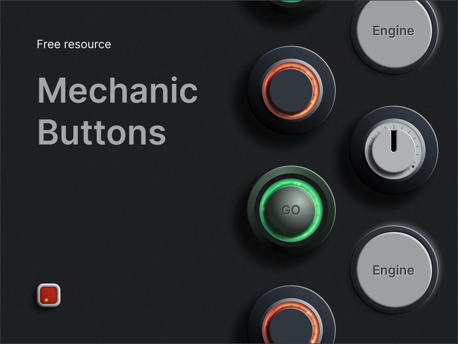 Mechanical-Inspired UI Buttons - Freebie Supply