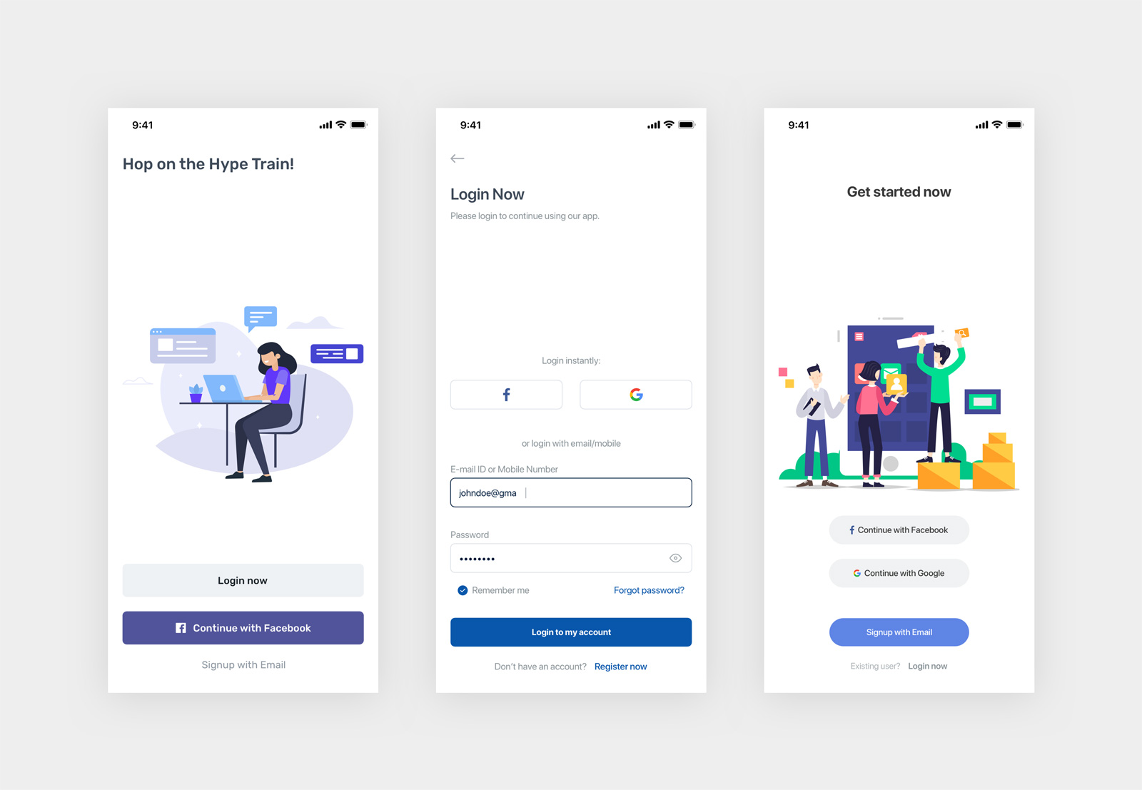 Mobile Login Screens for Sketch - Freebie Supply