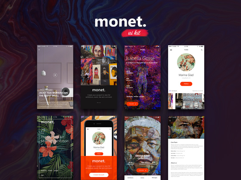 Monet iOS Art UI Kit PSD - Freebie Supply