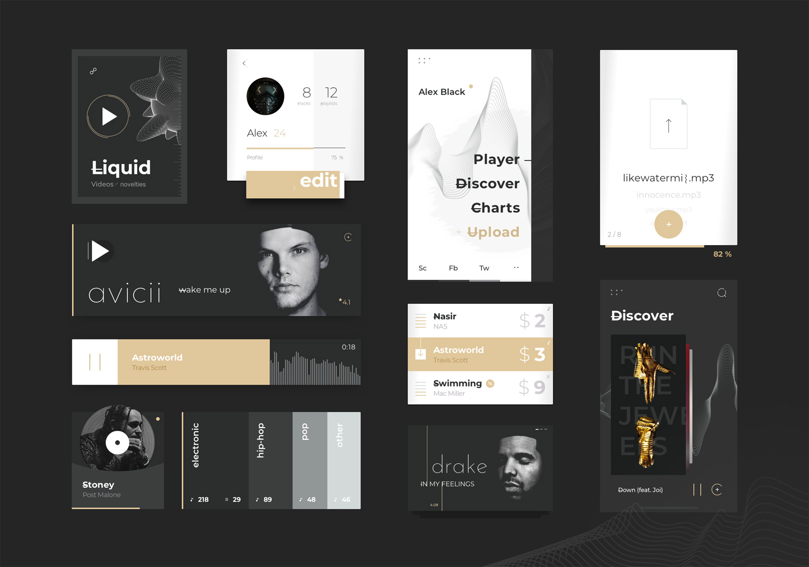 Music Platform UI Kit by Serghey Mishalov - Freebie Supply